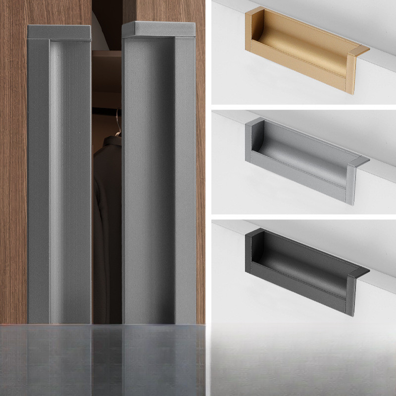 Aluminum Alloy Wardrobe Door Handle Built-In Invisible Handle Drawer ...