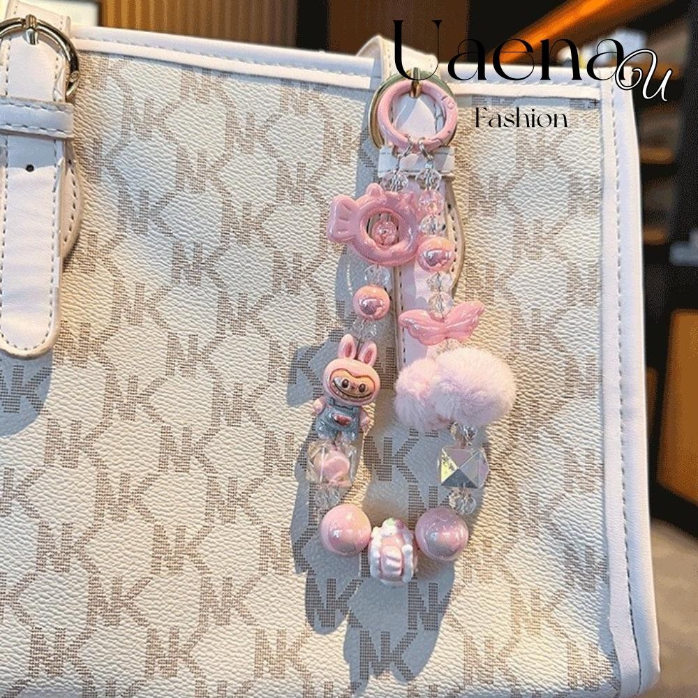 UAENAU Labubu Beaded Key Chain, Cartoon Cute Cartoon Hand-drawn Bead ...