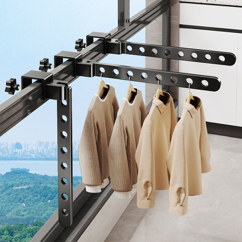 (Ready Stock)Adjustable Window Clothes Drying Rack, Foldable Window ...