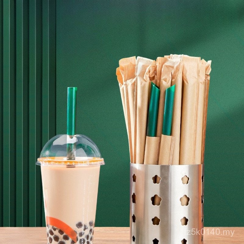 Thick Single Disposable Unique Dark Green Large Straw Pearl Milk Tea ...