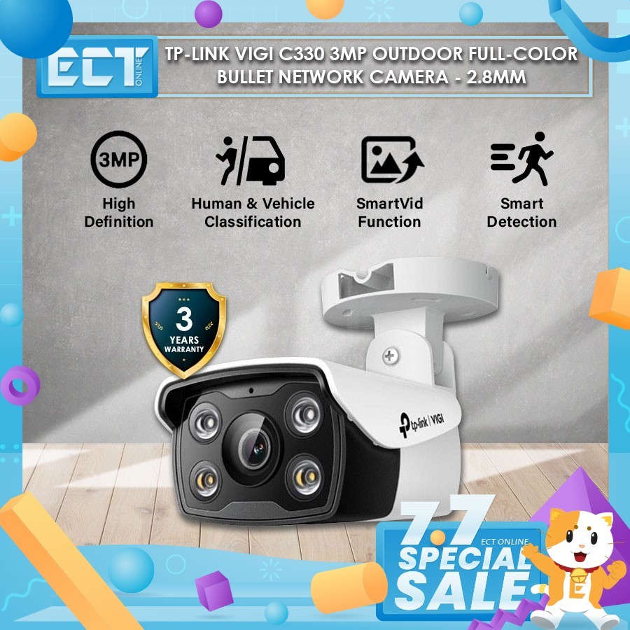 TP-Link Vigi C330 3MP Outdoor Full-Color Bullet Network Camera - (4mm/2 ...