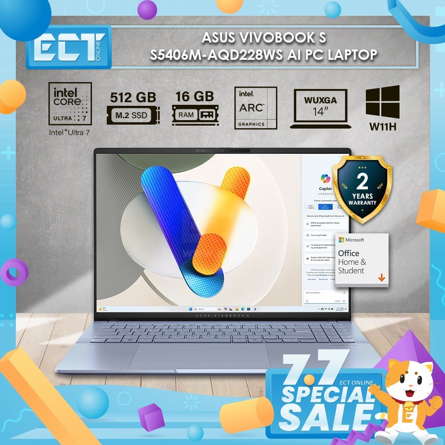 Asus VivoBook S 14 OLED S5406M-AQD228WS Laptop Mist Blue (CU7-155H 4 ...