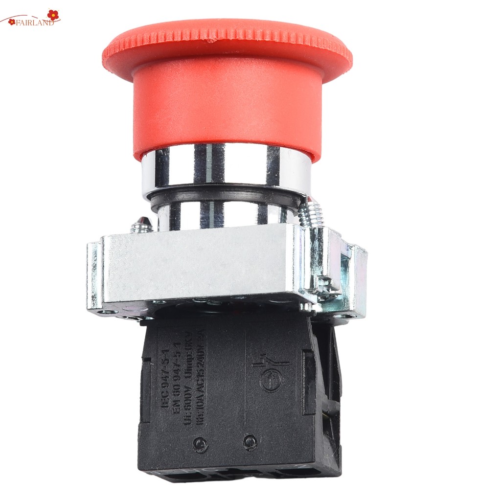 {FAIRLAND} 22mm 10A Red Panel Mount Scram Stop Locking Mushroom Head ...