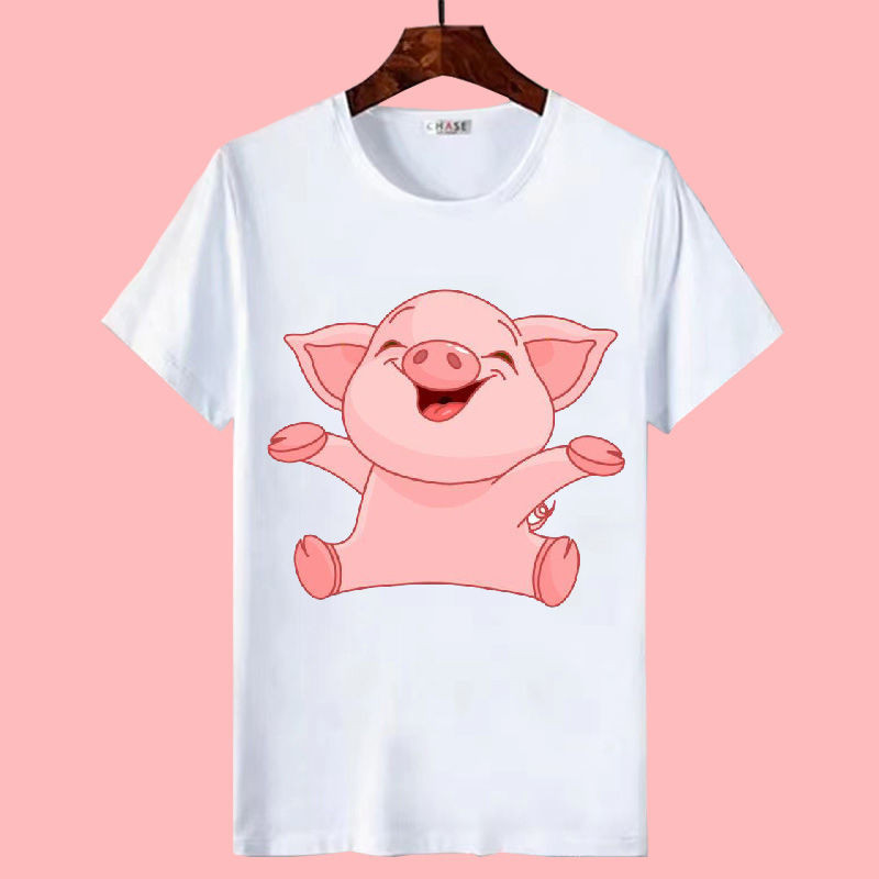 Short Sleeve Male Koi Fish Piglet Couple Wear Street Wear Female Mona ...