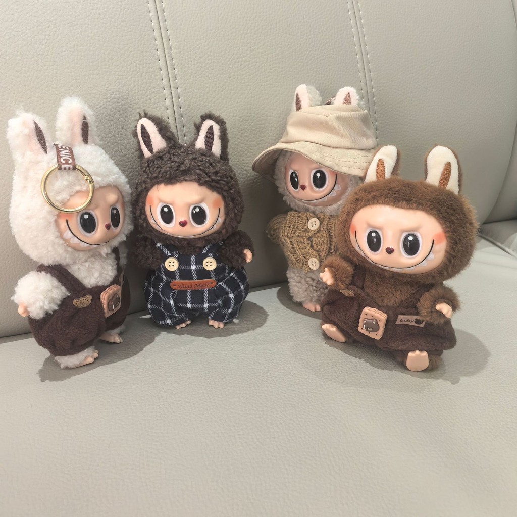 Labubu Doll Clothes | Macaron Keychain 17cm Plush Doll Checkered ...