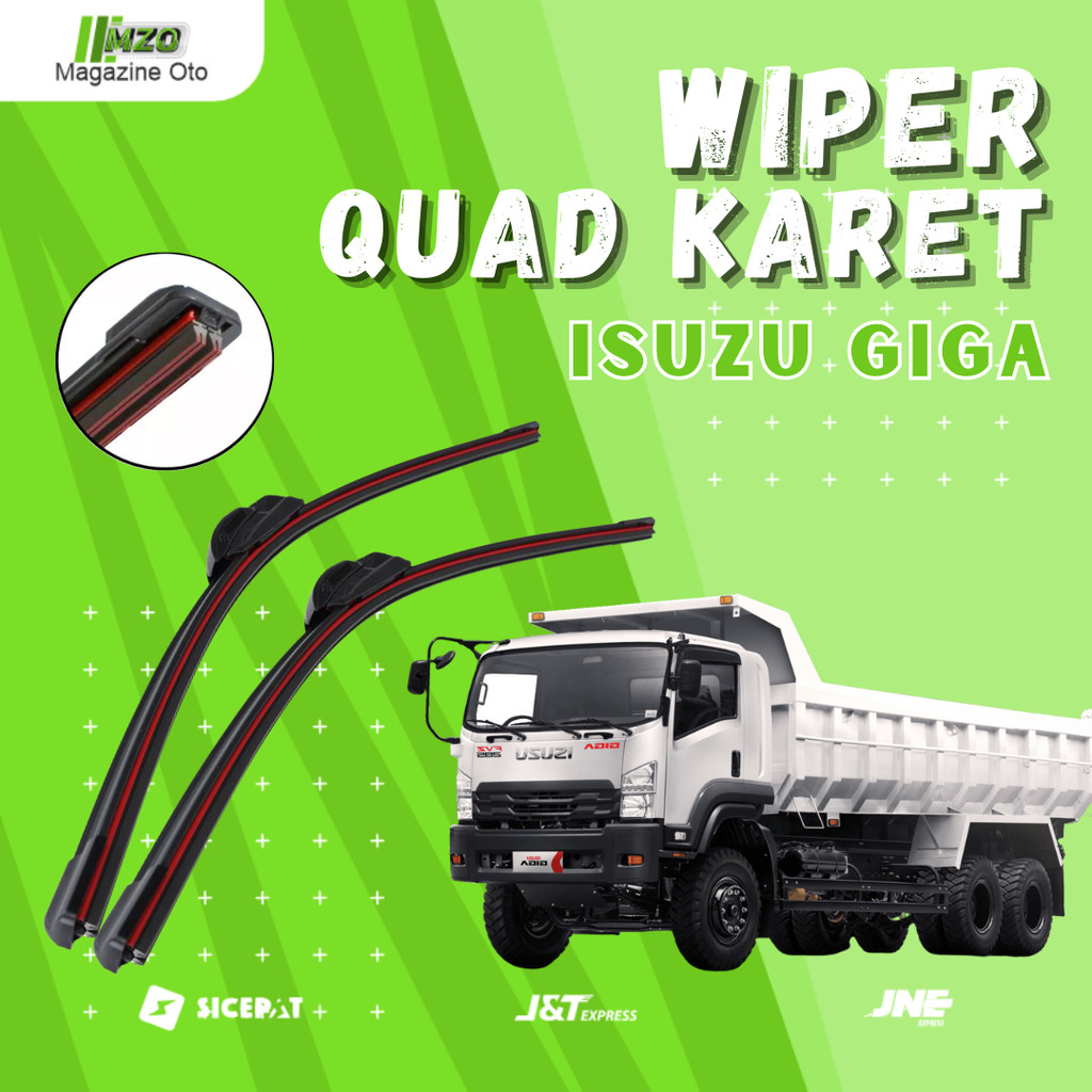 1 Set (2 PCS) Quad Blade Wiper - Isuzu Giga - 4 Layer Frameless Rubber Wiper 1 Set Left and ...