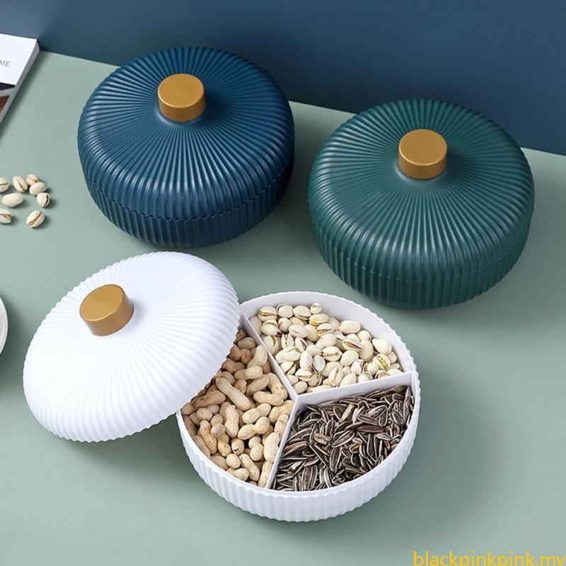 BLACK Candy and Nut Serving Container Round Plastics Storage Lunch ...