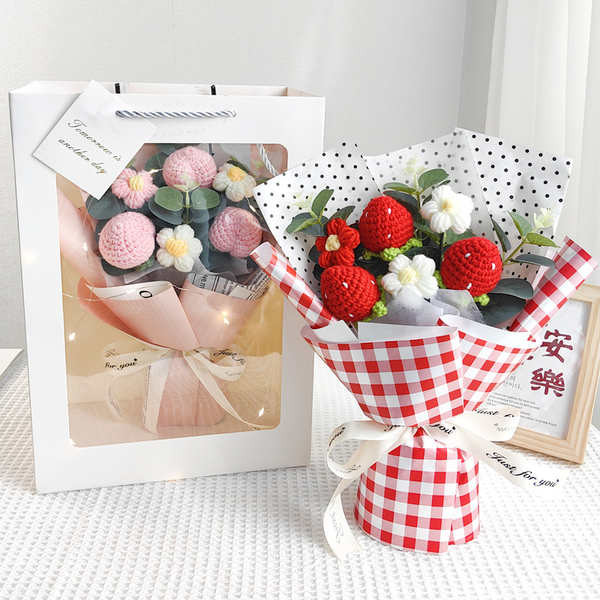 flower bouquet crochet flower bouquet Selesai mengait bulu buatan ...