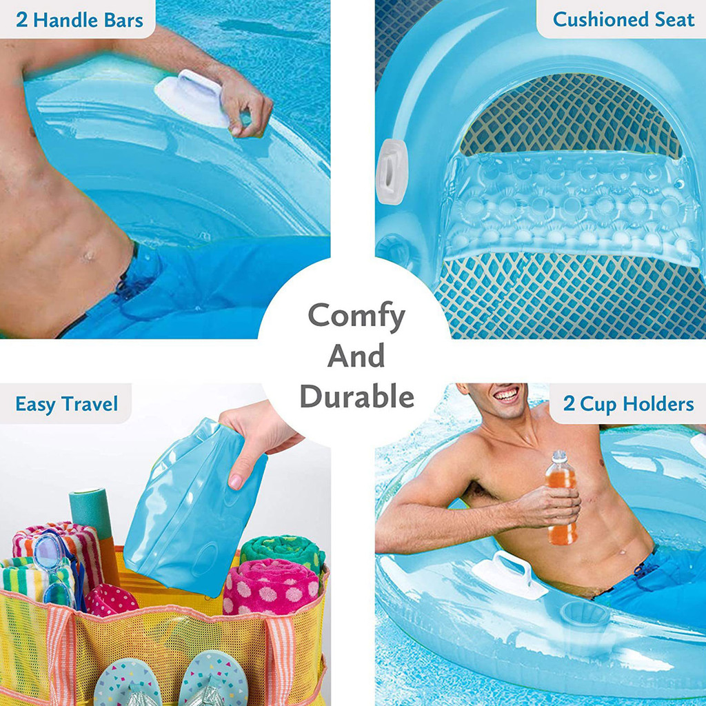 [innersetting.my] PVC Pool Water Lounger Floating Chair Adult ...