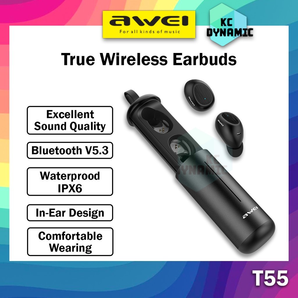 Awei T55 TWS True Wireless Earbuds Sport Earbuds Headphone Sport ...