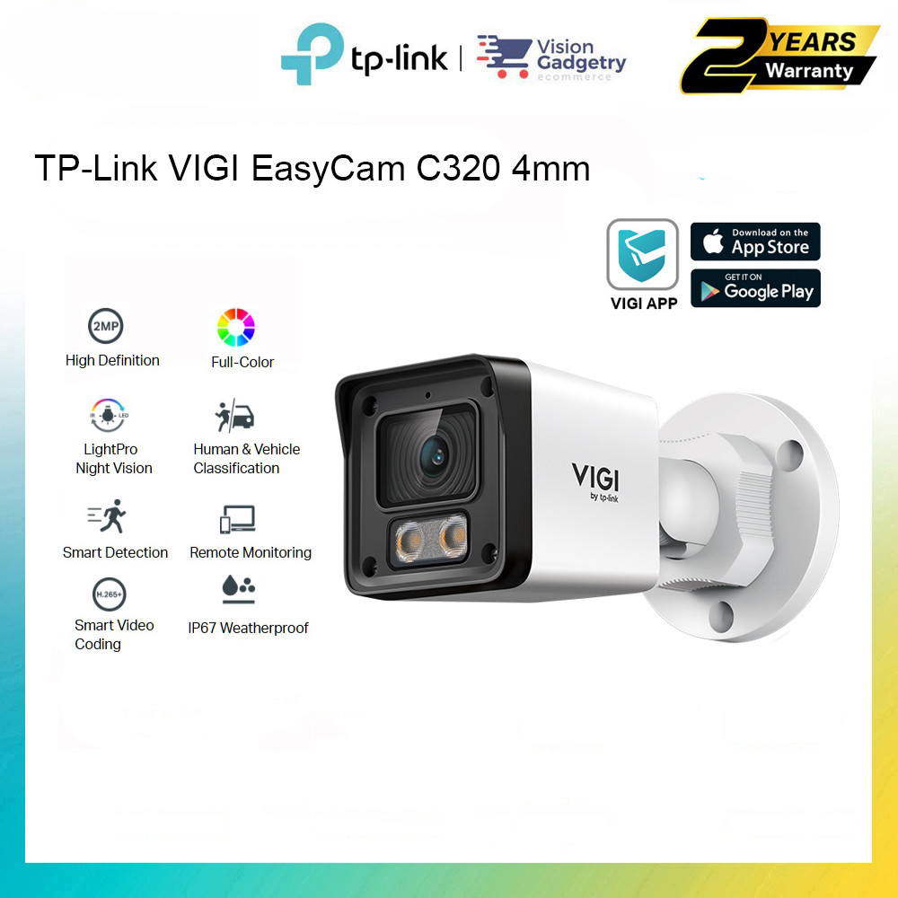 TP-Link VIGI EasyCam C320 VIGI 2MP Outdoor Full-Color Bullet Network ...