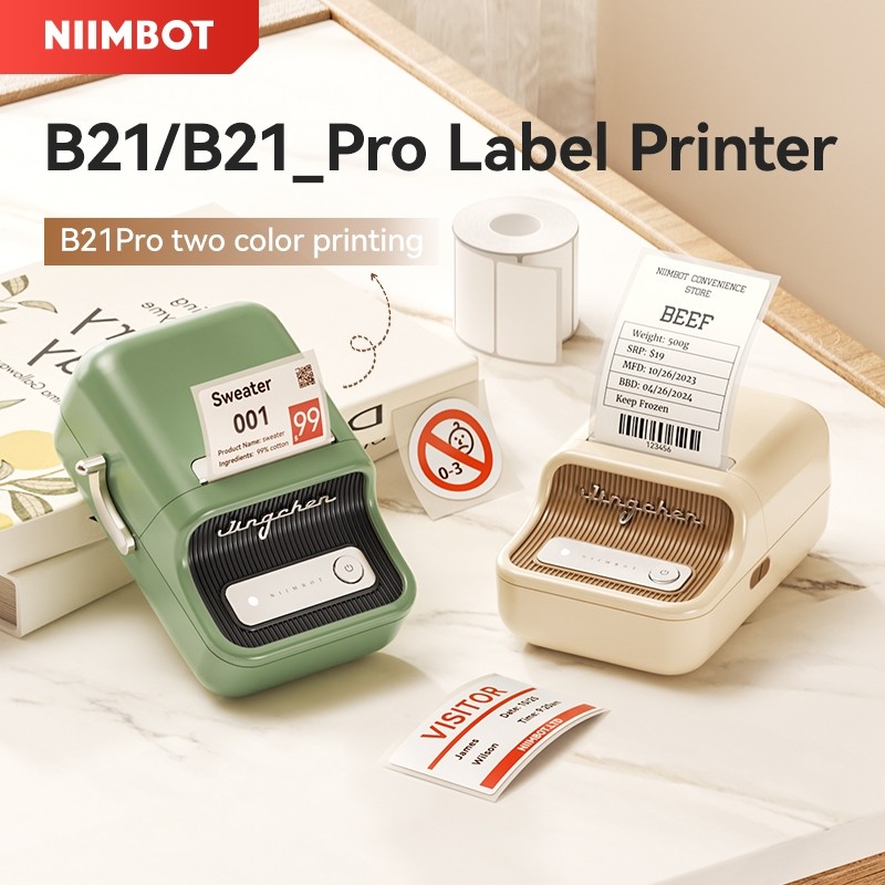 Niimbot B21/B21 Pro Label Printer Wireless Bluetooth Thermal Barcode ...