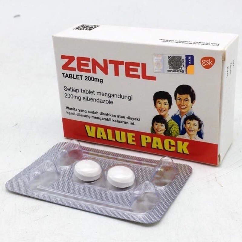 ZENTEL TABLET 200MG VALUE PACK 4'S - DEWORM/ UBAT CACING (EXP:06/2026 ...