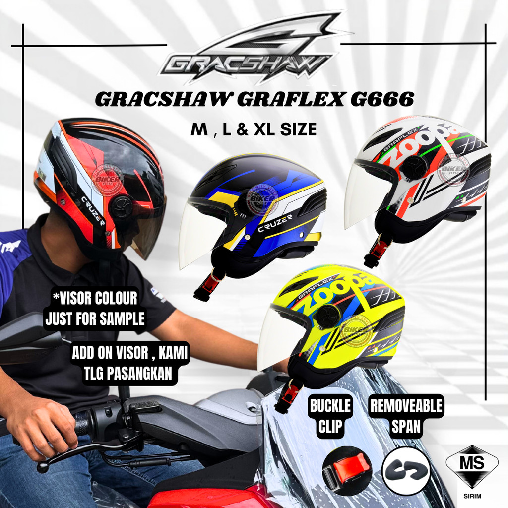 GRACSHAW GRAFLEX G666 HELMET HALF GRACSHAW HELMET STENG FOR SCOOTER ...
