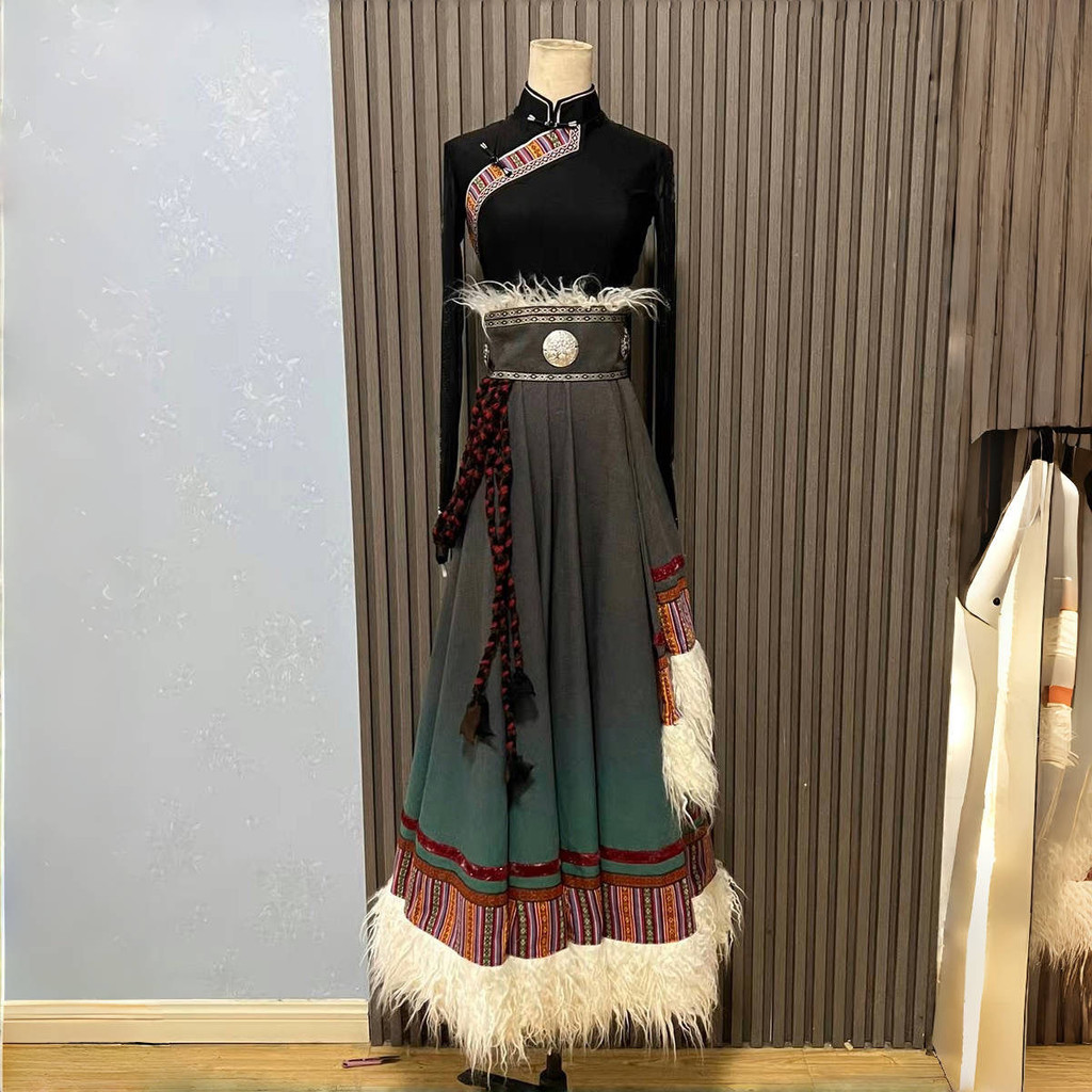New Tibetan Performance Costume Tibetan Style Practice Costume Art Exam Skirt Exam Performance ...