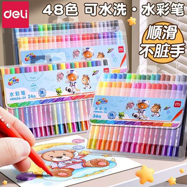pensil warna colour pencil Pen cat air Deli Pen warna yang boleh ...