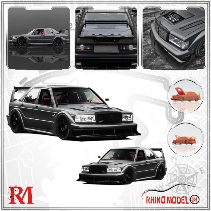 Rhino Model 1:64 Mercedes-Benz W201 190E Twin Turbo LS Swapped Engine ...