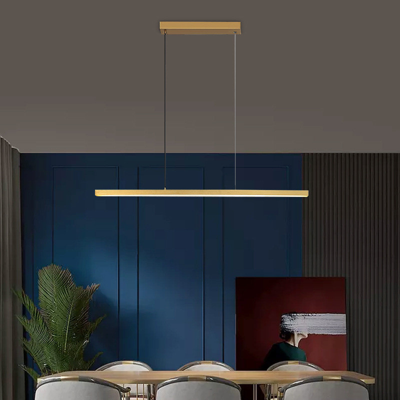 Light Luxury Nordic All-Copper Chandelier One-word Creative Restaurant ...