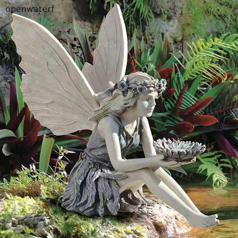 [ope] Sitting Gardening Resin Fairy Statue Garden Ornament Resin Craft ...