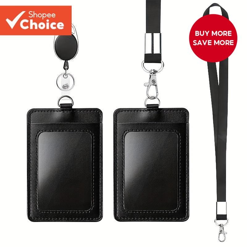 1 PC PU Leather ID Card Holder Work Card Access Card Holder Meal Card ...