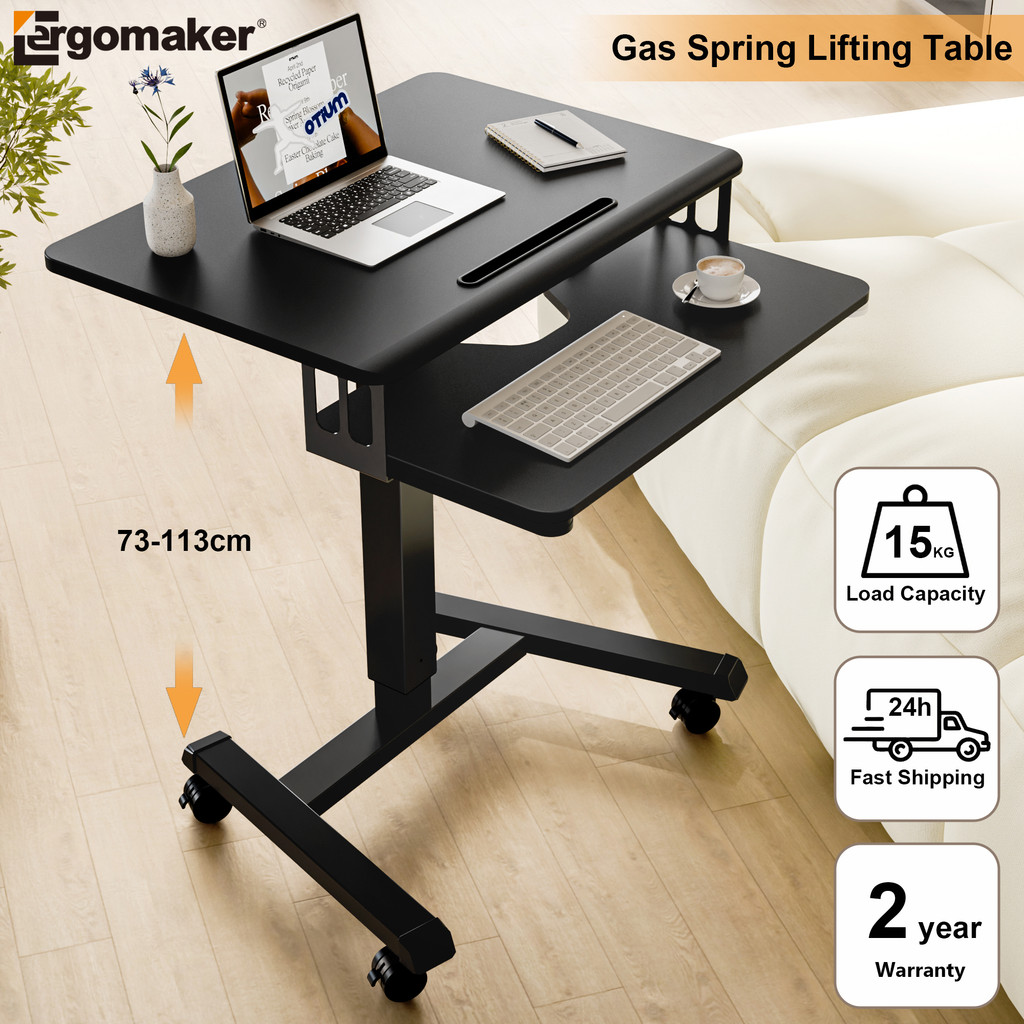 Ergomaker Adjustable Table Bedside Table Gas Spring Standing Desk ...