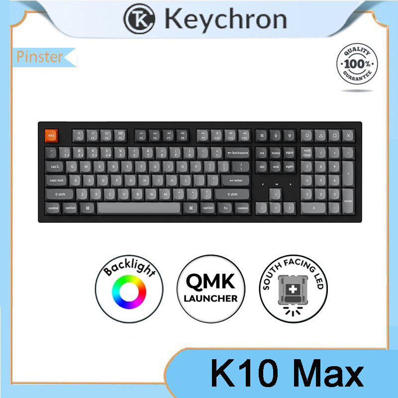 Keychron K10 Max QMK Mechanical Keyboard Full Trimode RGB QMK/Launcher ...
