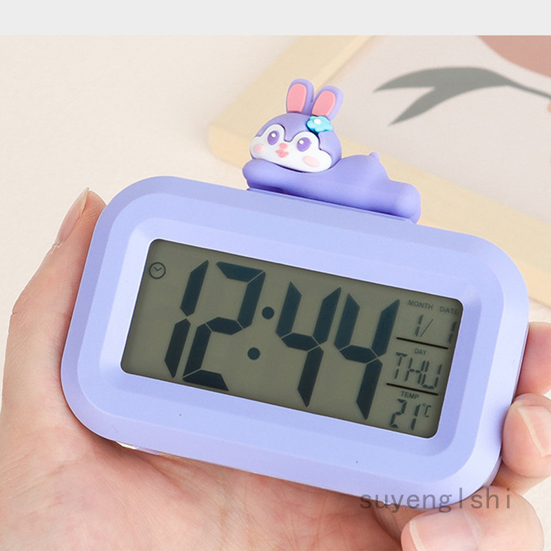 SYL Cute Cartoon Mini Digital Alarm Clock Backlight Mute Calendar Clock ...