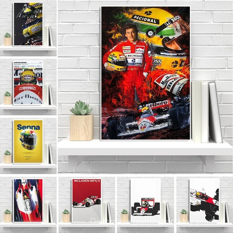 Fomula Legend Racing Driver Ayrton Senna Graffiti Canvas Painting ...