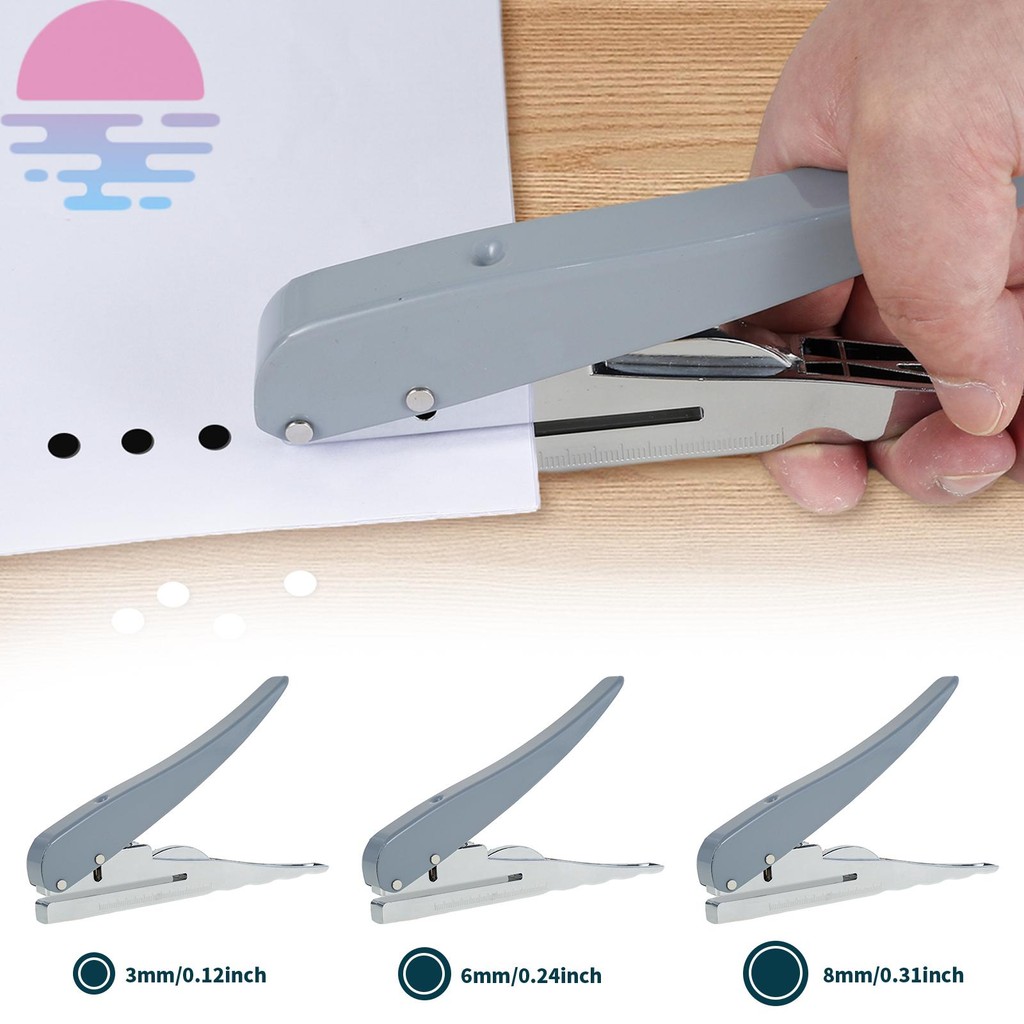 3/6/8mm Diameters Single Hole Paper Puncher Metal Manual Loose Leaf ...