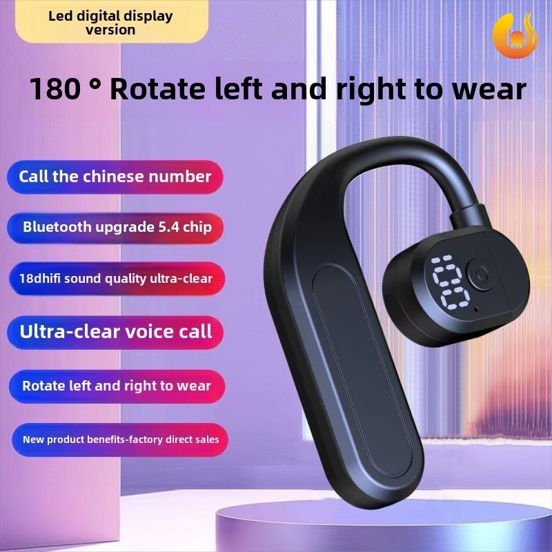 Digital Display Rotatable Single Ear Bluetooth Earphones - Sports ...