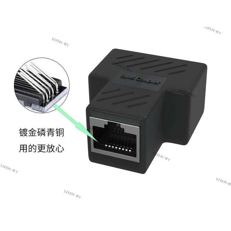 1 To 2 Ways Network Connector Ethernet Rj45 Female Cable Splitter ...