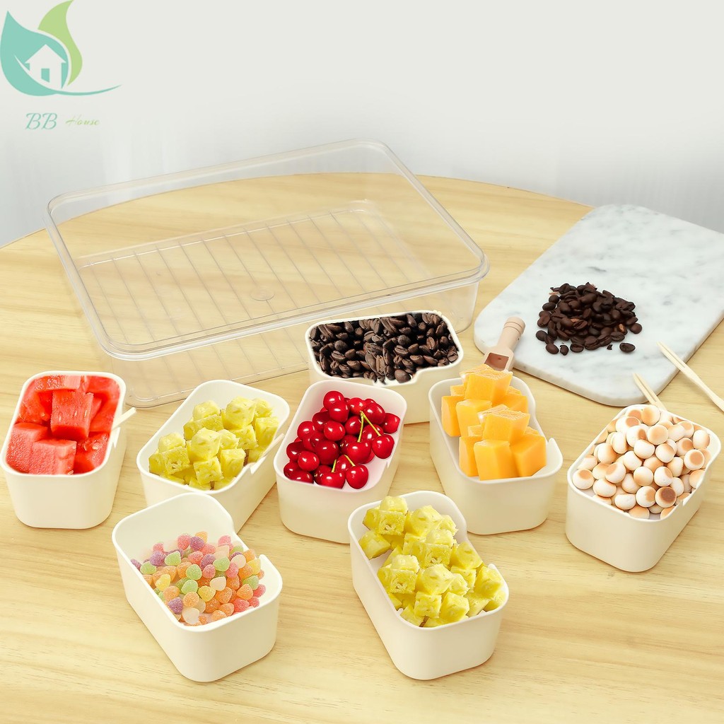 Divided Snack Box with Lid 8 Compartment Divided Serving Tray Clear ...