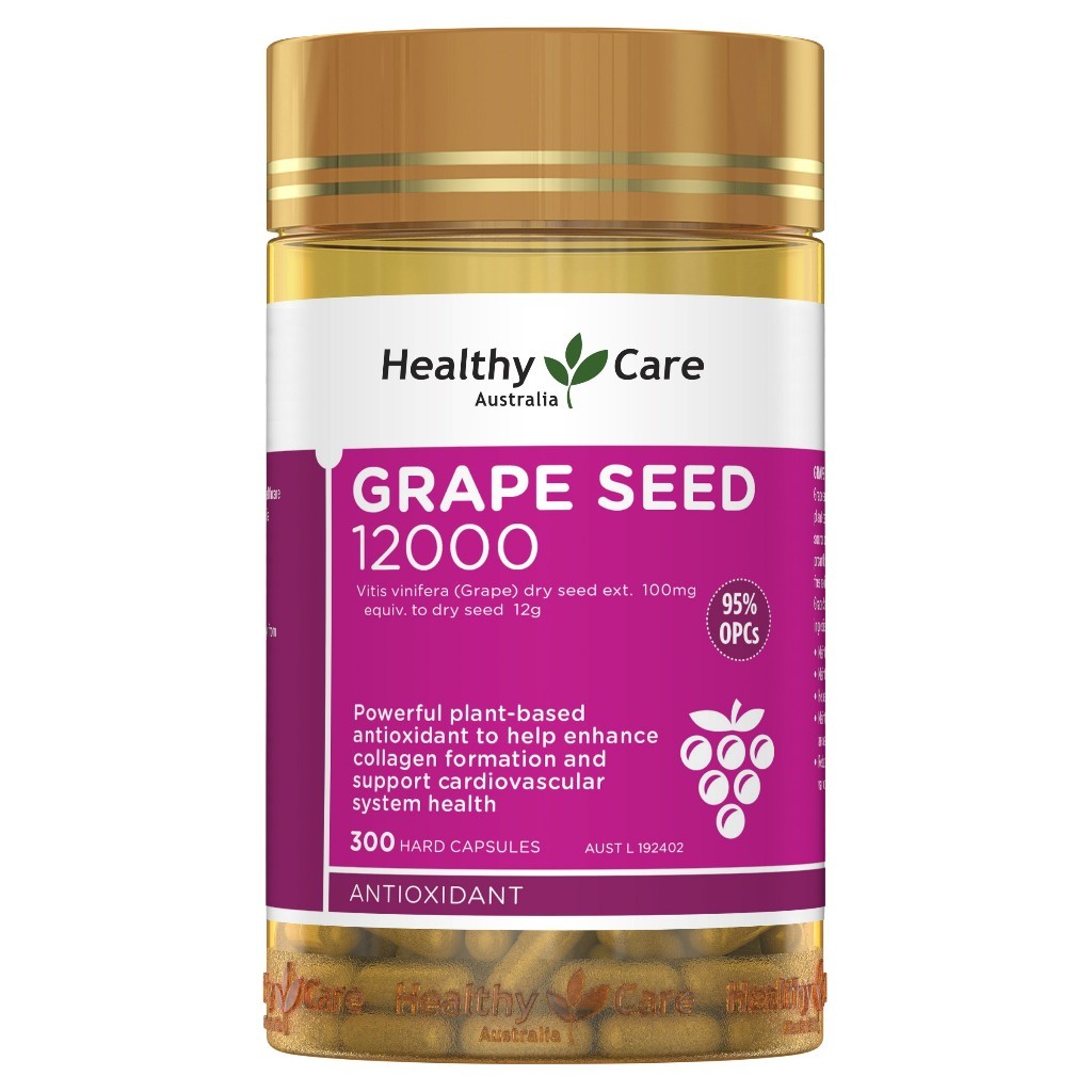 (Expiry FEB 2027) Healthy Care Grape Seed 12000 - 300 Capsules | Shopee ...