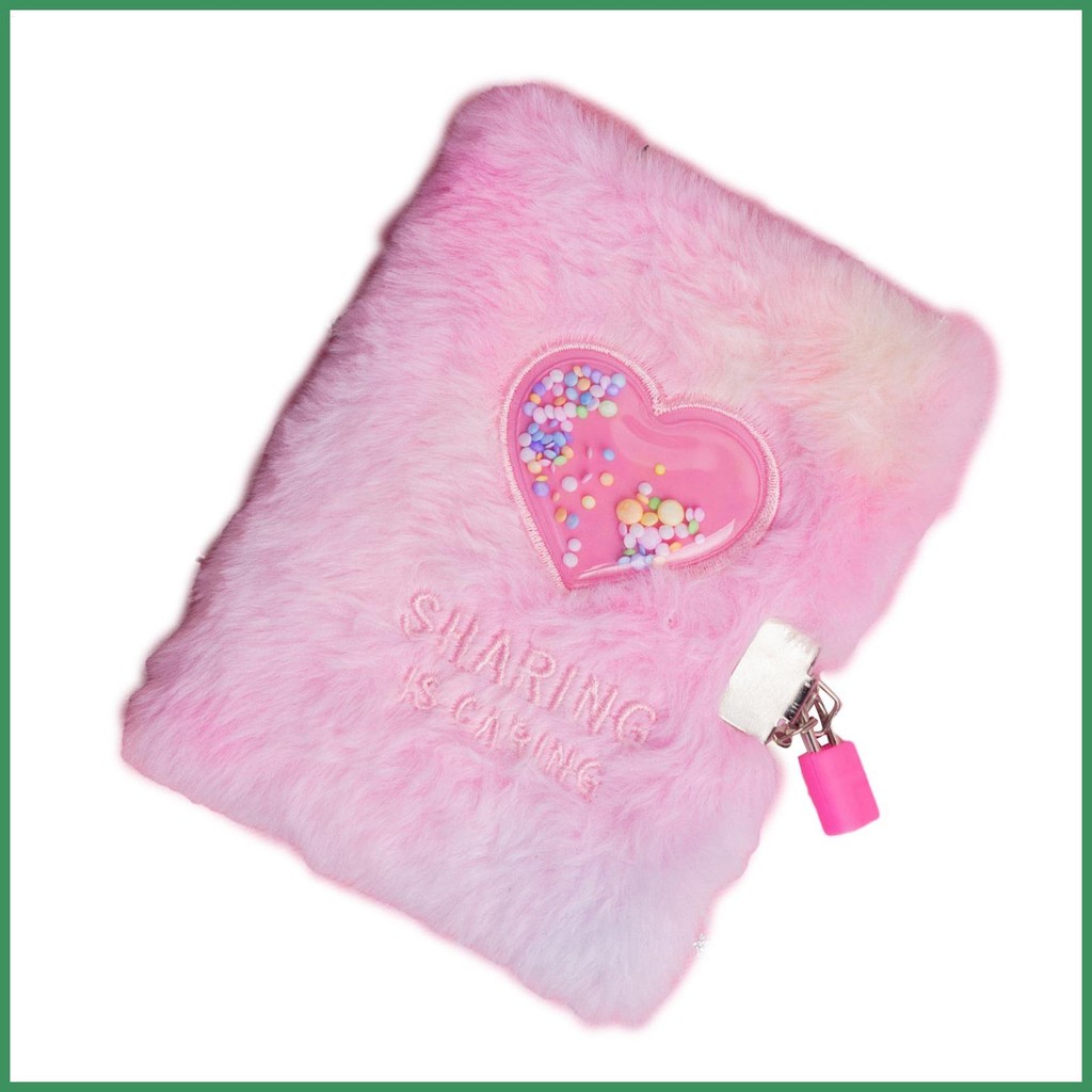 Pink Diary with Lock Heart Journal Notebook with Lock Kids Plush Heart ...