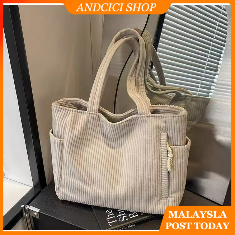 【LOCAL STOCK】Corduroy Canvas Bag New Large-capacity Shoulder Bag ...