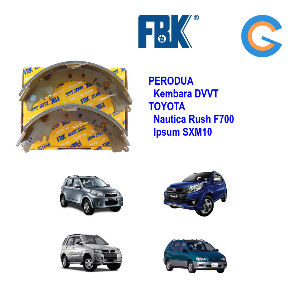 FBK Kembara DVVT, Nautica Rear (Belakang) Brake Shoe Kasut Rush F700 ...