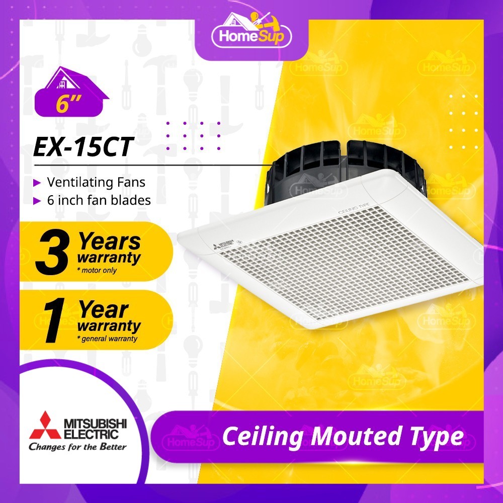 Mitsubishi Ceiling Ventilating Exhaust Fan EX-15sc6t - (6” - Fan Blade ...