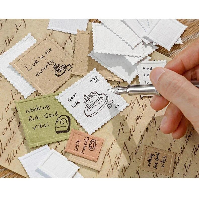 JIANWU Paper Stamp Series Vintage Relief Stamp Landscaping Material ...