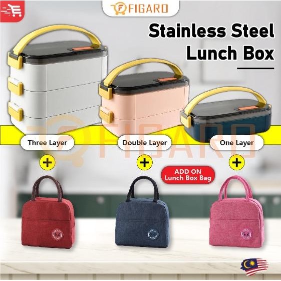 Figaro Household 3 Layers Bento Box Food Container With Compartment ...