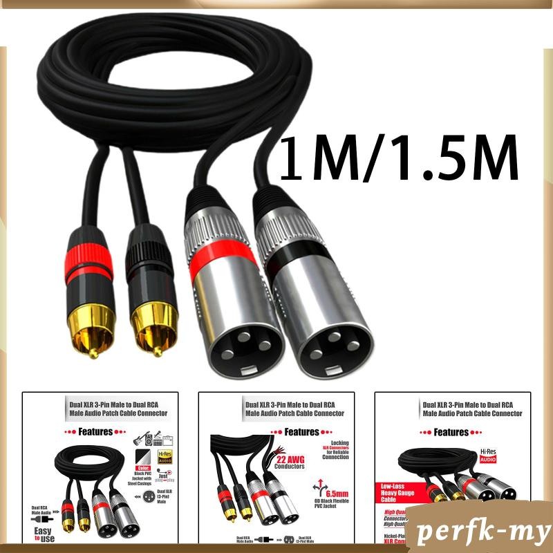 [PerfkMY] RCA to XLR Cable Audio Cable 2 RCA Male to 2 XLR Male for ...