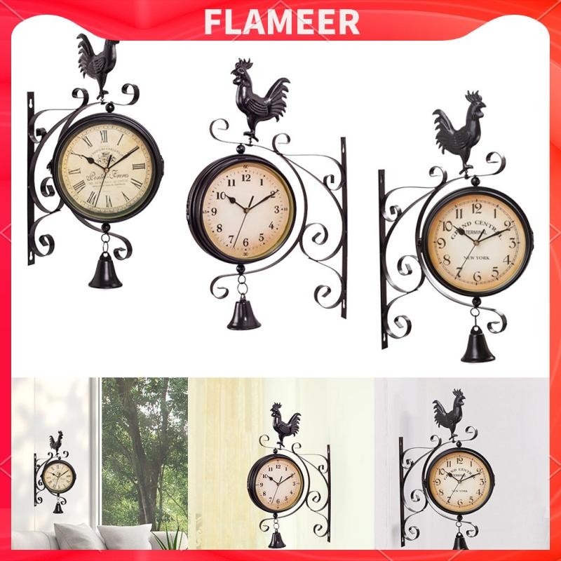[FlameerMY] Retro Wall Clock Round Vintage Station Double Faced Clock ...