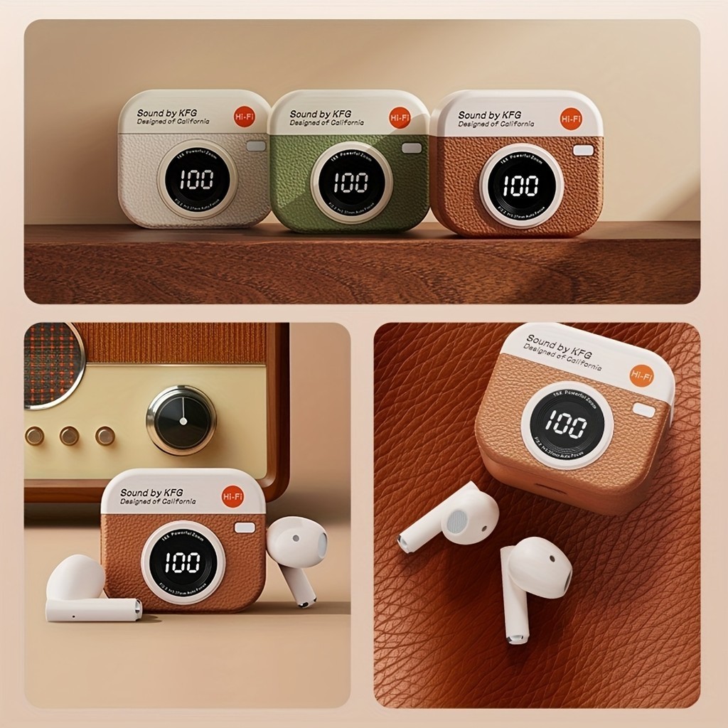 TWS Cartoon Camera Earbuds, Wireless Semi-Open-Back Bluetooth ...