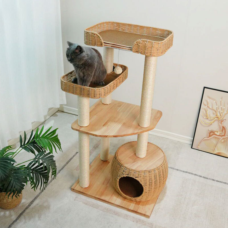 Solid Wood Cat Climbing Frame Cat Litter Cat Tree One Large Cat Shelf ...