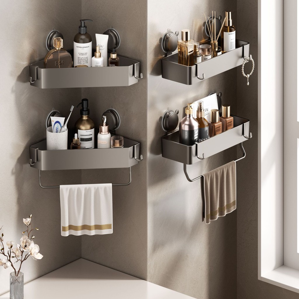 Suction Cup Bathroom Rack Perforation-Free Cute Drain Corner Rack Wall ...