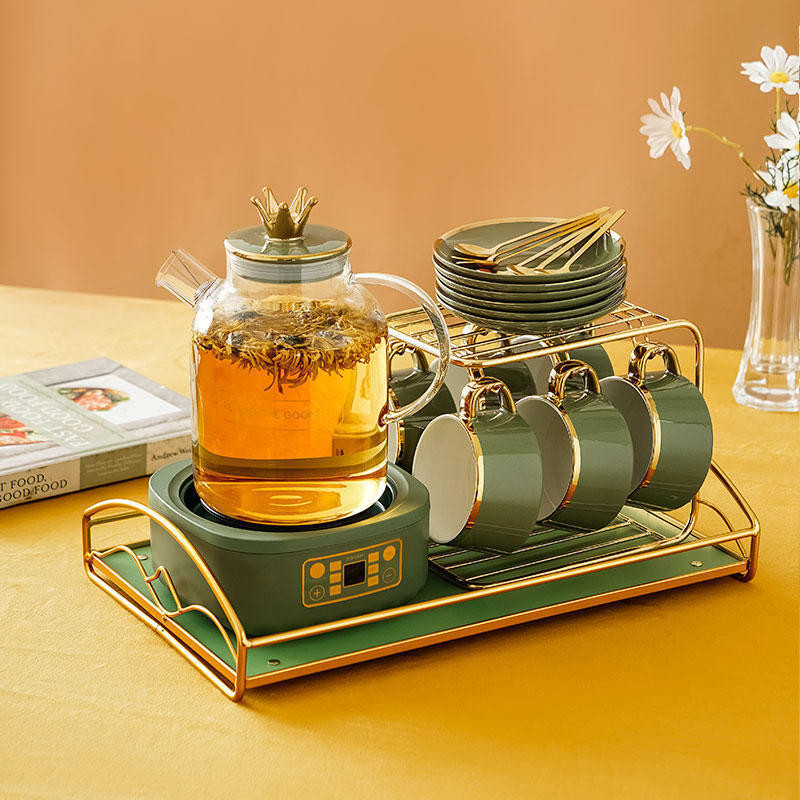 Nordic Style Teapot Light Luxury Glass Afternoon Tea Set Flower Teapot ...