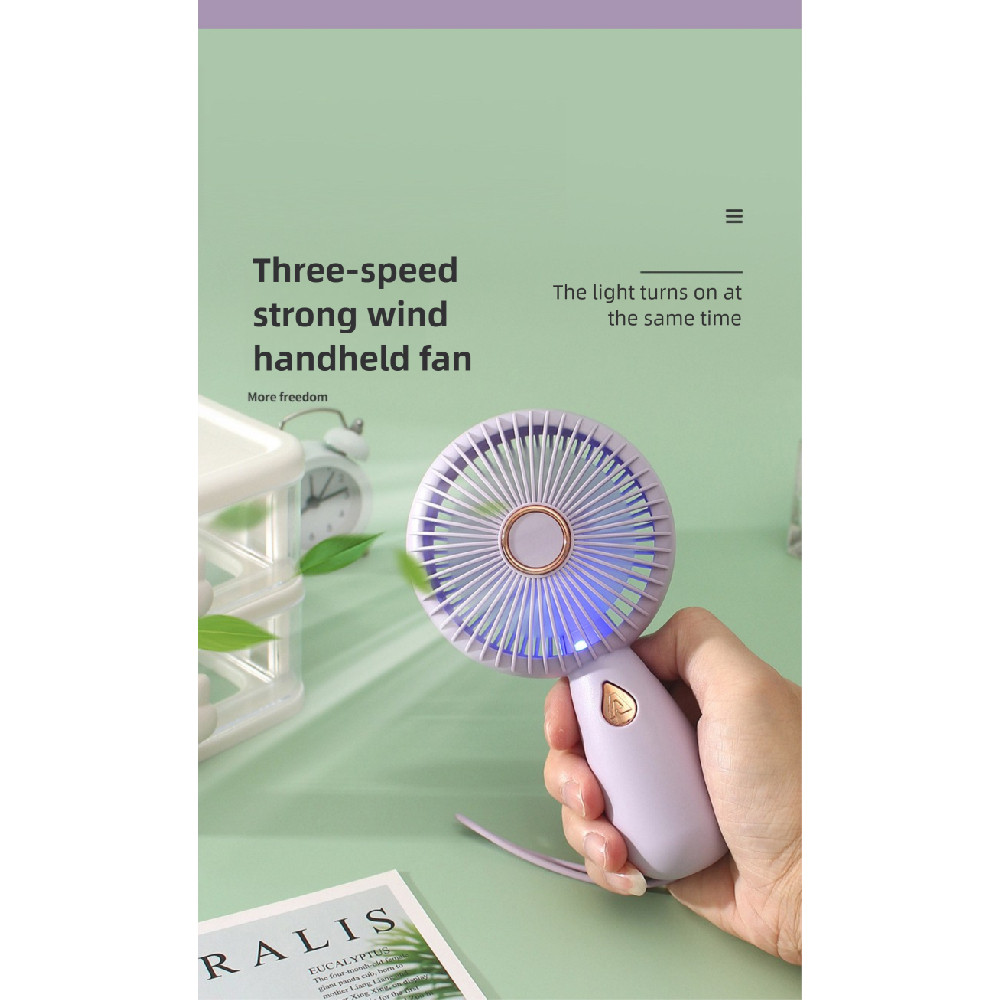 Handheld Small Fan Portable USB Charging Mini Silent with LED Light 3 ...