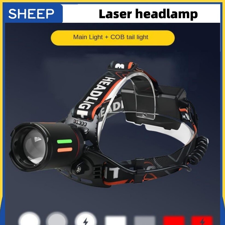 White light headlamp long-range laser head-mounted LED rechargeable ...
