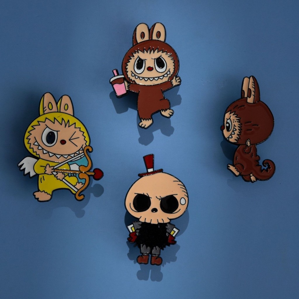 Labubu brooch Pop Mart peripheral metal badge cartoon cute schoolbag ...