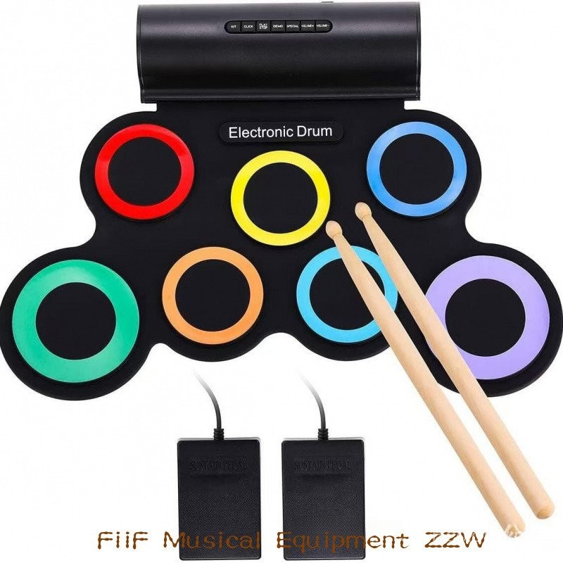 Electronic Drum Set USB Roll-Up Portable Foldable Silicon Drum Pad Kit ...