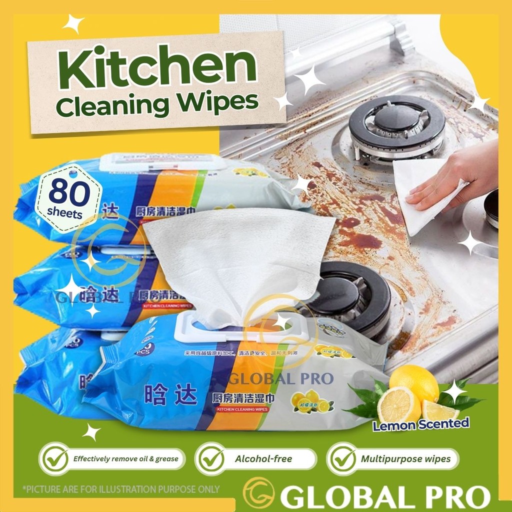 80PCS Kitchen Wipes Tisu Basah Dapur Wipe Tissue 廚房 清潔 濕巾 Wet Tissue ...